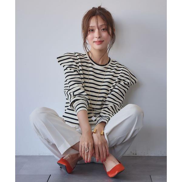 『タイムセール実施中』ZOZO問い合わせ番号:97325008ショップ:RIVER FIELD &amp; Co.，リバーフィールド　アンド　コーブランド:ELFRANK，エルフランク商品名:パワーショルダー ボーダー クルーネック プルオ...