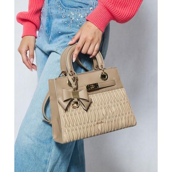 『タイムセール実施中』ZOZO問い合わせ番号:97325185ショップ:style code，スタイルコードブランド:dazzlin，ダズリン商品名:【dazzlin/ダズリン】リボンキーチャーム付 ギャザーシャーリング　ハンドバッグ　ショ...