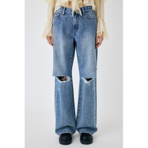 『タイムセール実施中』ZOZO問い合わせ番号:97388861ショップ:MOUSSY，マウジーブランド:MOUSSY，マウジー商品名:KNEE SLIT WIDE STRAIGHTカテゴリ:パンツ>デニムパンツブランド品番:010IA...