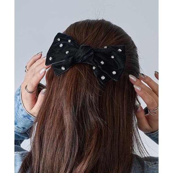 『タイムセール実施中』ZOZO問い合わせ番号:97389792ショップ:SETUP7，セットアップセブンブランド:GOLDY，ゴールディ，SETUP7，セットアップセブン商品名:【GOLDY】ビジューベロアリボンバレッタ クリップ ピン　6...