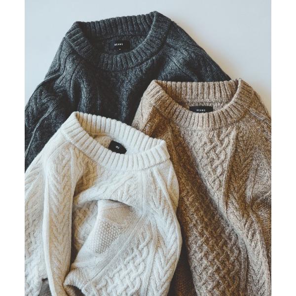 『セール実施中』ZOZO問い合わせ番号:97420822ショップ:BEAMS MEN，ビームス メンブランド:BEAMS，ビームス商品名:5ゲージ ラムウール クルーネック ケーブルニットカテゴリ:トップス>ニット/セーターブランド品...