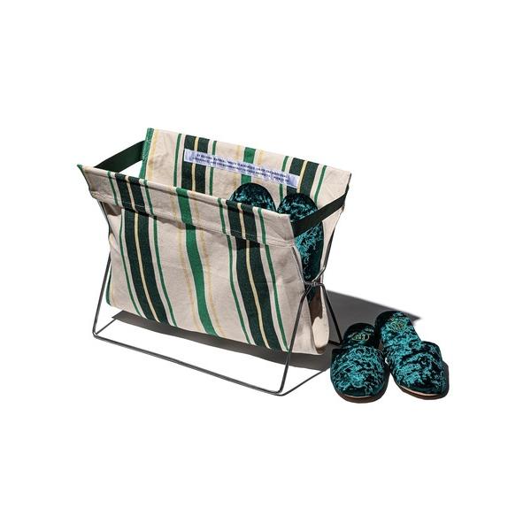 ZOZO問い合わせ番号:97422332ショップ:PUEBCO，プエブコブランド:PUEBCO，プエブコ商品名:FOLDING BAG STORAGE FOR CAFE Green Stripesカテゴリ:インテリア>収納グッズブラン...
