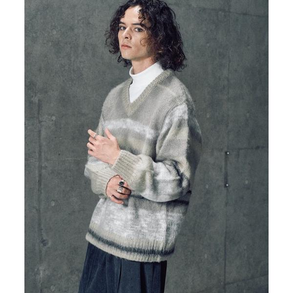 ZOZO問い合わせ番号:97424629ショップ:CJ Div.，シージェイディビジョンブランド:Casper John，キャスパージョン商品名:Gradation mix multi border v-neck knit / グラデーショ...