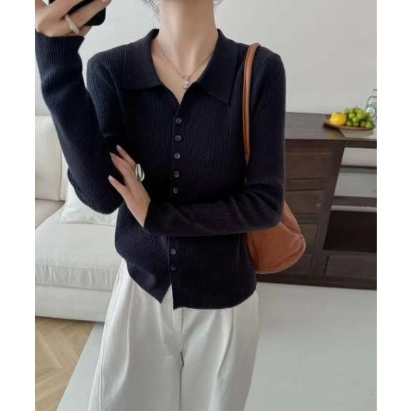 『タイムセール実施中』ZOZO問い合わせ番号:97425038ショップ:Ada.，エイダブランド:Eclat one，エクラワン，Ada.，エイダ商品名:【Eclat one】襟付き コンパクト リブ ニットカテゴリ:トップス>カーデ...