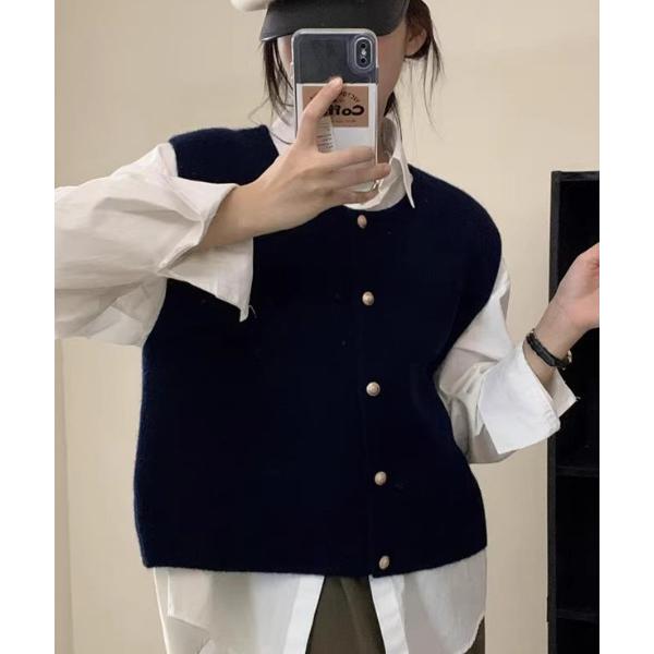 『タイムセール実施中』ZOZO問い合わせ番号:97455226ショップ:Ada.，エイダブランド:maison de LATIR，メゾンドラティール商品名:重ねるだけでこなれ見え。シンプル上手なノーカラーニットベストカテゴリ:トップス&gt...