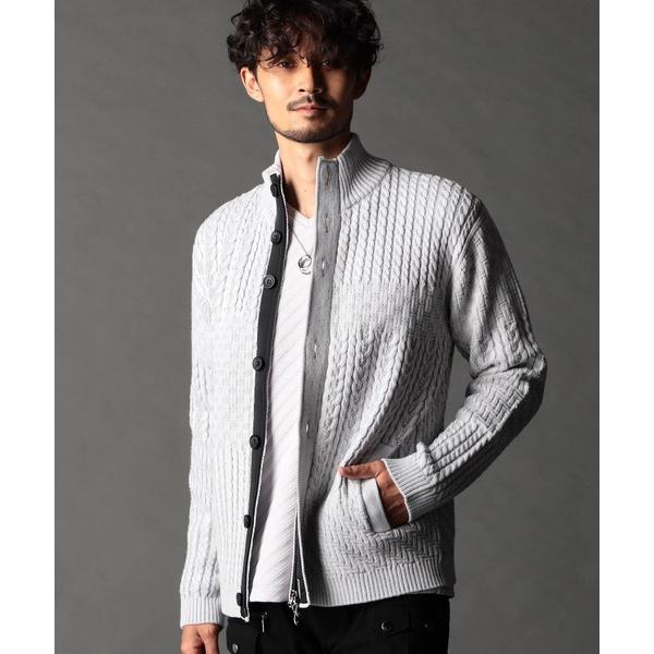 ZOZO問い合わせ番号:97455992ショップ:NICOLE，ニコルブランド:NICOLE CLUB FOR MEN，ニコルクラブフォーメン商品名:編地切替 スタンドニットブルゾンカテゴリ:トップス>ニット/セーターブランド品番:5...