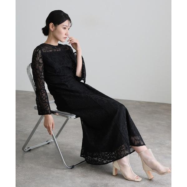 『タイムセール実施中』ZOZO問い合わせ番号:97457946ショップ:PourVous，プールヴーブランド:atlo，アトロ商品名:総レース ベルスリーブ ロング Aライン リボン フレア パーティードレス セレモニー ミモレ丈＆袖あり ...