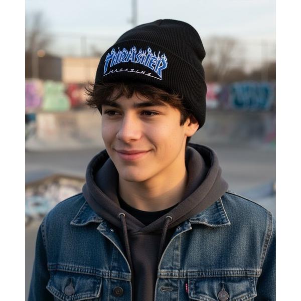 ZOZO問い合わせ番号:97458448ショップ:ムラサキスポーツ，ムラサキスポーツブランド:THRASHER，スラッシャー，ムラサキスポーツ，ムラサキスポーツ商品名:THRASHER/スラッシャー ビーニー FLAME LOGO アクリル...