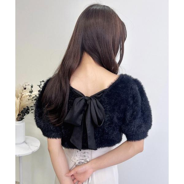 『タイムセール実施中』ZOZO問い合わせ番号:97458708ショップ:INGNI，イングブランド:INGNI，イング商品名:バックリボンフェザーヤーン半袖ニットカテゴリ:トップス>ニット/セーターブランド品番:1254-900100...