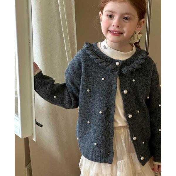 『タイムセール実施中』ZOZO問い合わせ番号:97458774ショップ:aimoha，アイモハブランド:aimoha，アイモハ商品名:【aimoha-KIDS-】パール付き ニットカーディガン (AW)カテゴリ:トップス>カーディガン...