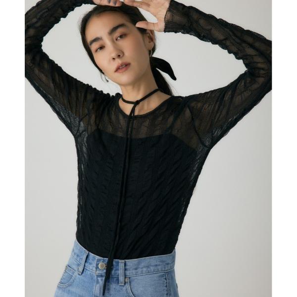 『セール実施中』ZOZO問い合わせ番号:97458825ショップ:AZUL BY MOUSSY，アズールバイマウジーブランド:crie conforto，クリーコンフォルト商品名:シャーリングシアーニット　秋服 / 長袖 / シアートップス...