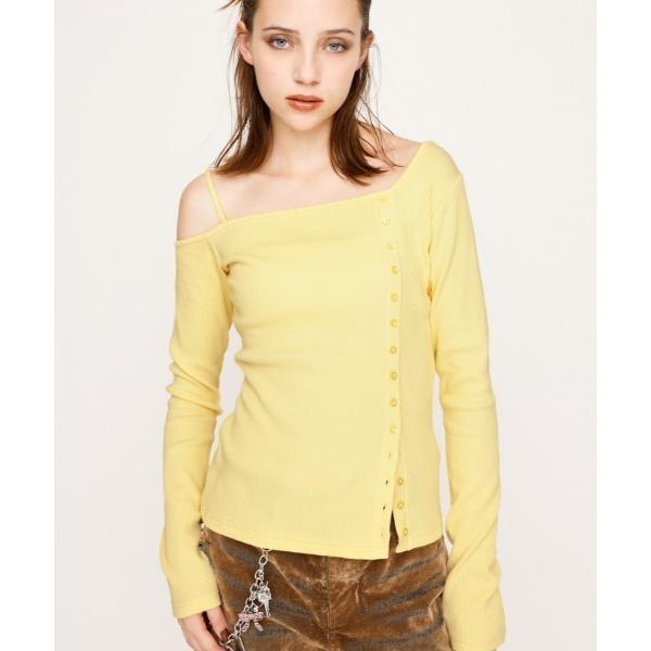 『セール実施中』ZOZO問い合わせ番号:97461595ショップ:SLY，スライブランド:SLY，スライ商品名:ASYMMETRY BUTTON TOPS アシンメトリー ボタン トップス 長袖 秋服カテゴリ:トップス>Tシャツ/カッ...