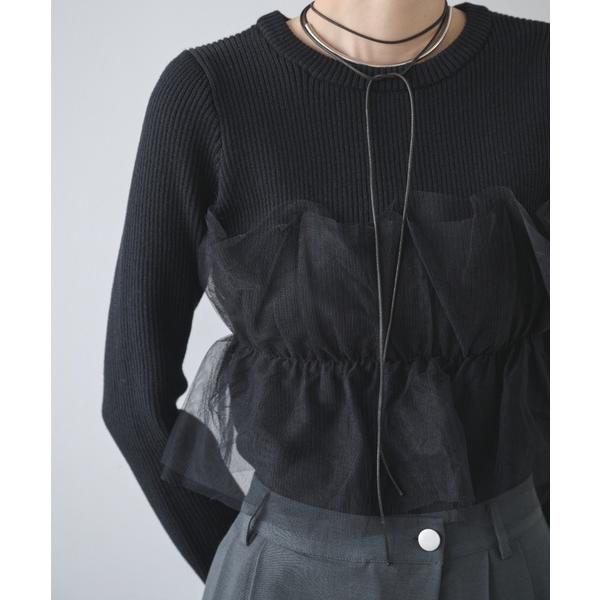 ZOZO問い合わせ番号:97491841ショップ:Avenue，アヴェニューブランド:AIC.，エーアイシー商品名:チュールコンビリブトップスカテゴリ:トップス>ニット/セーターブランド品番:303254-108-002素材:本体:ポ...