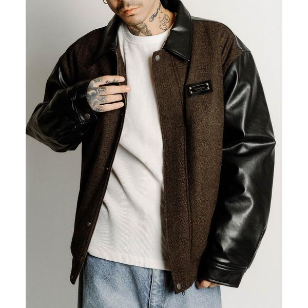 『タイムセール実施中』ZOZO問い合わせ番号:97492917ショップ:Subciety，サブサエティブランド:Subciety，サブサエティ商品名:Tweed and faux leather blousonカテゴリ:ジャケット/アウター...