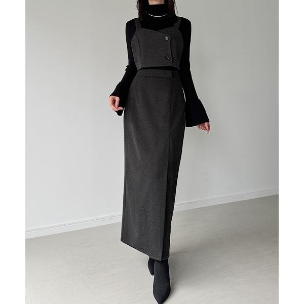 『タイムセール実施中』ZOZO問い合わせ番号:97495532ショップ:JUNOAH，ジュノアブランド:JUNOAH，ジュノア商品名:ウールライクビスチェ + ラップIラインスカート setカテゴリ:ジャケット/アウター>セットアップ...