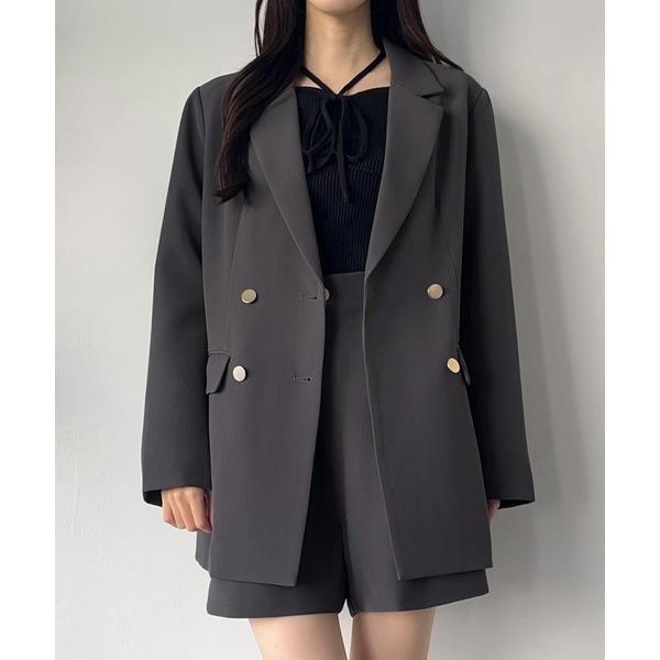 『タイムセール実施中』ZOZO問い合わせ番号:97495535ショップ:JUNOAH，ジュノアブランド:JUNOAH，ジュノア商品名:【肩パット入り】金釦オーバーサイズジャケット＋ショートパンツsetカテゴリ:ジャケット/アウター>セ...