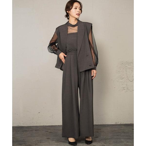 『セール実施中』ZOZO問い合わせ番号:97495670ショップ:RIVER FIELD &amp; Co.，リバーフィールド　アンド　コーブランド:GIRL，ガール商品名:テーラードジレ シアーブラウス オールインワン パンツドレス 3点...