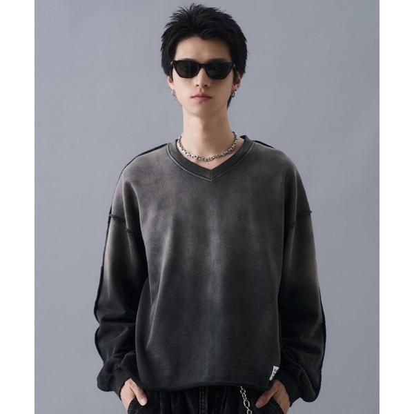 『セール実施中』ZOZO問い合わせ番号:97495778ショップ:IF Div.，アイエフディビジョンブランド:PLAN To，プラントゥ商品名:Aged Cropped Gradation V-neck Sweat / エイジドクロップド...