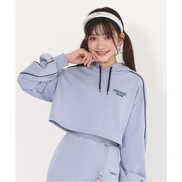 『タイムセール実施中』ZOZO問い合わせ番号:97497371ショップ:BABYDOLL，ベビードールブランド:PINKHUNT，ピンクハント商品名:PINKHUNT ピンクハント 袖２ライン ショート丈パーカー 0882K (ボトムス別売...