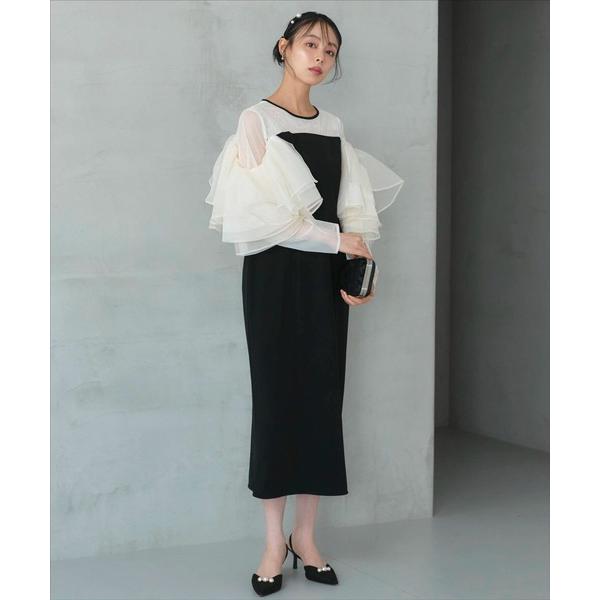 ZOZO問い合わせ番号:97498336ショップ:RUIRUE BOUTIQUE，ルイルエブティックブランド:RUIRUE BOUTIQUE，ルイルエブティック商品名:オケージョンドレス 結婚式 ストレッチ ｜ ボリューム フリルスリーブ ...