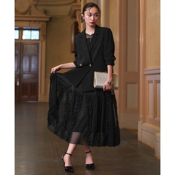 ZOZO問い合わせ番号:97498338ショップ:RUIRUE BOUTIQUE，ルイルエブティックブランド:RUIRUE BOUTIQUE，ルイルエブティック商品名:オケージョンドレス 結婚式 ストレッチ ｜ ジャケット ＆ チュール フ...