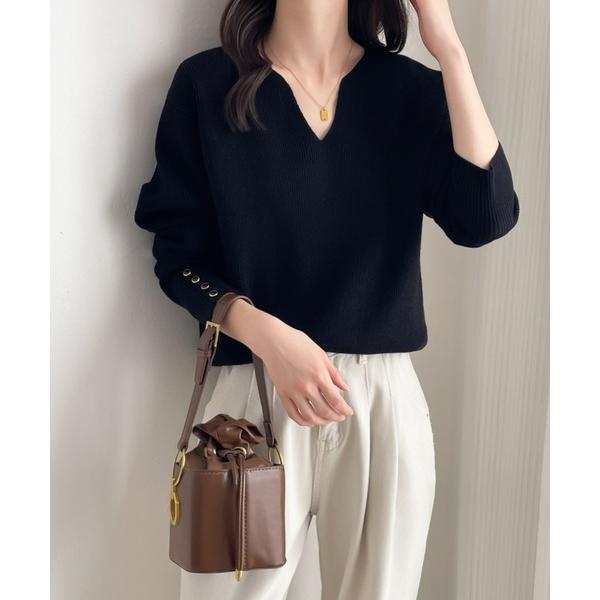 『タイムセール実施中』ZOZO問い合わせ番号:97530122ショップ:ABITOKYO，アビトーキョーブランド:ABITOKYO，アビトーキョー商品名:袖ボタンキーネックニットプルオーバーカテゴリ:トップス>ニット/セーターブランド...