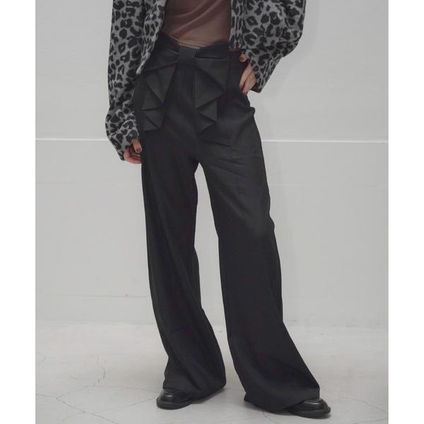 『タイムセール実施中』ZOZO問い合わせ番号:97531016ショップ:Ada.，エイダブランド:Mirette，ミレット商品名:フロントリボンハイウエストスラックス ワイドシルエット / Front Ribbon High Waist W...