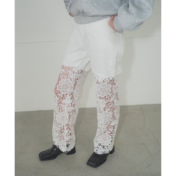 『タイムセール実施中』ZOZO問い合わせ番号:97531097ショップ:Ada.，エイダブランド:Mirette，ミレット商品名:フローラルレースワイドデニム / Floral Lace Wide Denimカテゴリ:パンツ>デニムパ...