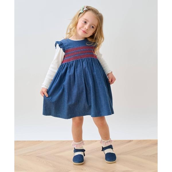 『セール実施中』ZOZO問い合わせ番号:97561308ショップ:sense of wonder，センスオブワンダーブランド:sense of wonder，センスオブワンダー商品名:デニムスモッキングジャンパースカートカテゴリ:ワンピース...