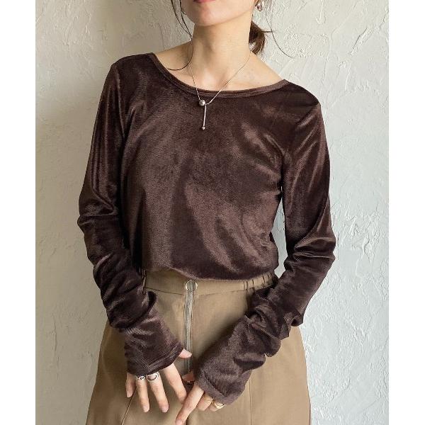 『セール実施中』ZOZO問い合わせ番号:97561937ショップ:wears，ウェアーズブランド:She's Closet，シーズクローゼット商品名:バックオープンボートネック長袖シアーベロアトップスカテゴリ:トップス>Tシャツ/カッ...