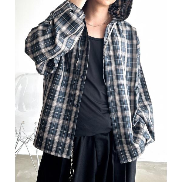 『タイムセール実施中』ZOZO問い合わせ番号:97563420ショップ:Auntie Rosa，アンティローザブランド:MandO（Auntie Rosa），エムオー商品名:オーバーチェックシャツフーディカテゴリ:トップス>シャツ/ブ...