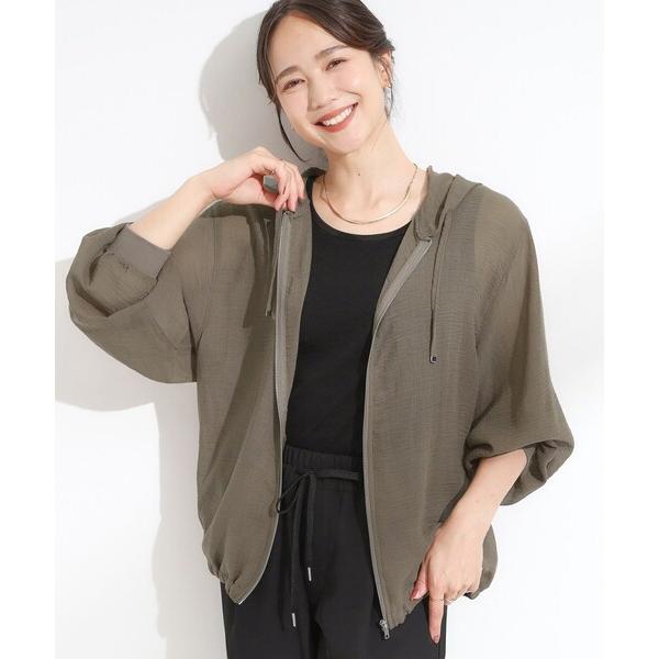 ZOZO問い合わせ番号:97599522ショップ:SHOO・LA・RUE，シューラルーブランド:SHOO・LA・RUE，シューラルー商品名:【S-LL】柔らかシアーでこなれるフーディブルゾンカテゴリ:ジャケット/アウター>ブルゾンブラ...