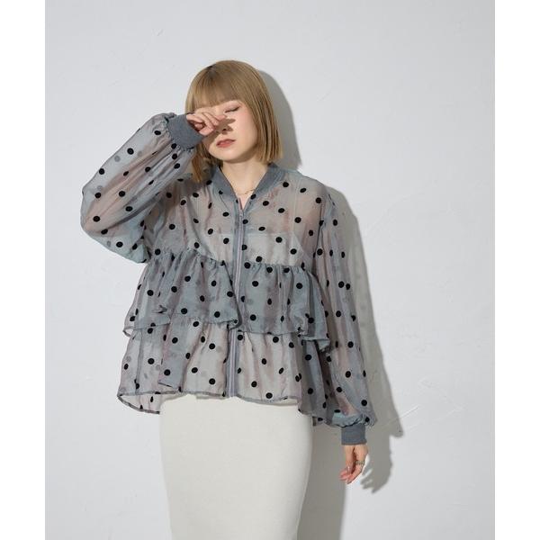 『タイムセール実施中』ZOZO問い合わせ番号:97631267ショップ:Bonjour Sagan，ボンジュールサガンブランド:each，イーチ，Bonjour Sagan，ボンジュールサガン商品名:フロッキードットフリルペプラムシアーブル...