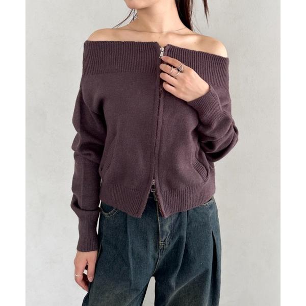 『セール実施中』ZOZO問い合わせ番号:97633857ショップ:Outfitter lab，アウトフィッターラボブランド:Bamm，バム商品名:ダブルジップオフショルニットトップスカテゴリ:トップス>ニット/セーターブランド品番:B...