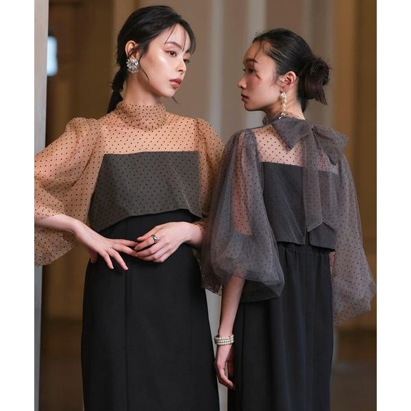 ZOZO問い合わせ番号:97668542ショップ:RUIRUE BOUTIQUE，ルイルエブティックブランド:RUIRUE BOUTIQUE，ルイルエブティック商品名:オケージョンドレス 結婚式 ストレッチ ｜ シアー ドット Iライン ワ...