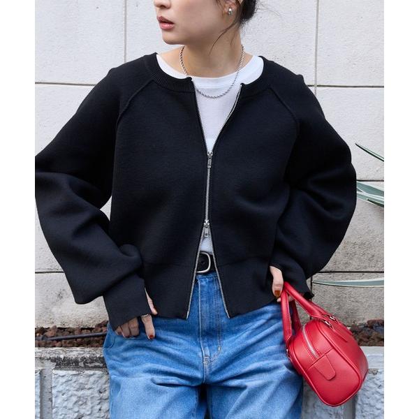 『タイムセール実施中』ZOZO問い合わせ番号:97735190ショップ:MONO-MART，モノマートブランド:MONO-MART，モノマート商品名:2WAYショート丈ダブルジップスウェットライクニットカーディガンカテゴリ:トップス>...