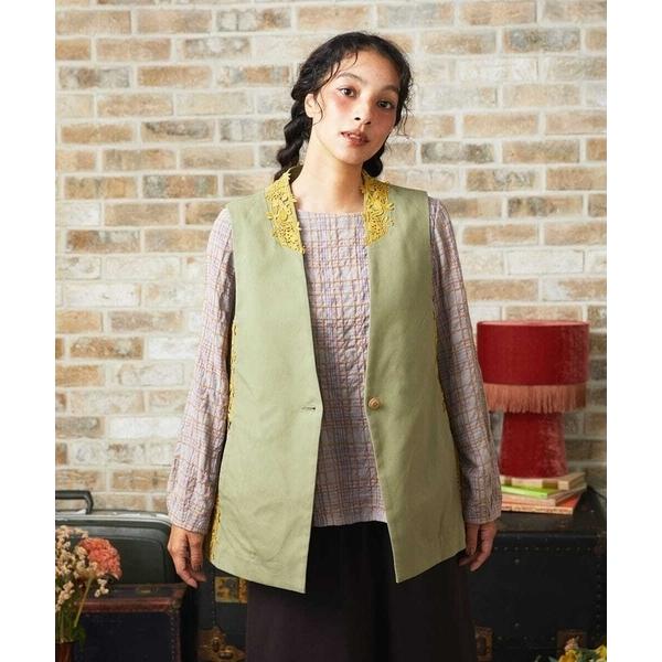 『セール実施中』ZOZO問い合わせ番号:97735594ショップ:Jocomomola，ホコモモラブランド:Jocomomola，ホコモモラ商品名:Encaje de Animal フラワーレースジレカテゴリ:トップス>ベストブランド...