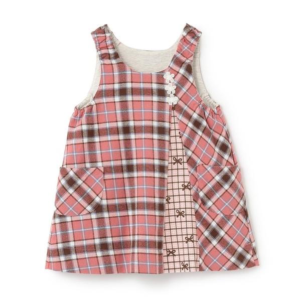 『セール実施中』ZOZO問い合わせ番号:97767013ショップ:KP，ケーピーブランド:KP，ケーピー商品名:チェック×mimiちゃん刺しゅう リバーシブルジャンスカカテゴリ:ワンピース/ドレス>ジャンパースカートブランド品番:21...