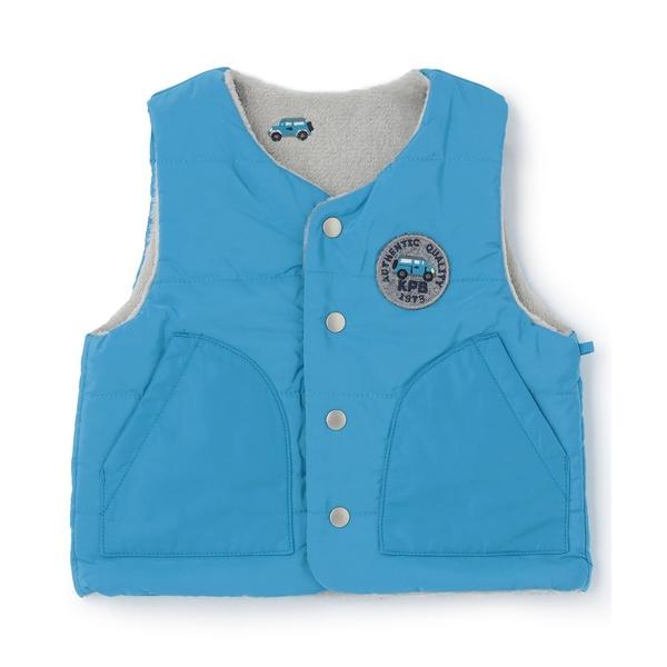 『セール実施中』ZOZO問い合わせ番号:97767028ショップ:KP，ケーピーブランド:KP BOY，ケーピーボーイ商品名:タフタ×車刺しゅう裏ボア 中綿ベストカテゴリ:トップス>ベストブランド品番:4553324素材:無地側：ポリ...