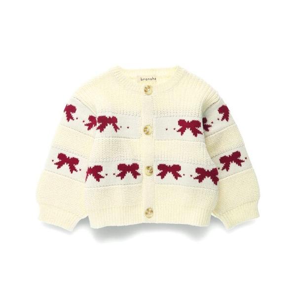ZOZO問い合わせ番号:97767069ショップ:branshes，ブランシェスブランド:branshes，ブランシェス商品名:【ベビー】リボン柄ニットカーディガンカテゴリ:トップス>カーディガン/ボレロブランド品番:02-5303-...