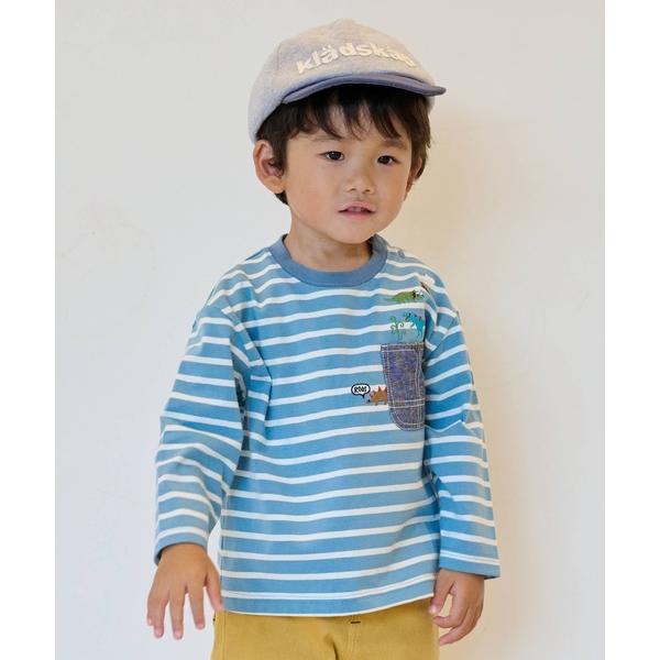 『セール実施中』ZOZO問い合わせ番号:97767241ショップ:NARUMIYA ONLINE，ナルミヤ オンラインブランド:kladskap，クレードスコープ商品名:恐竜胸ポケットボーダー長袖Tシャツカテゴリ:トップス>Tシャツ/...