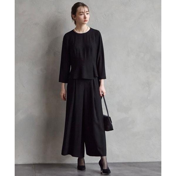 ZOZO問い合わせ番号:97767982ショップ:AIMER，エメブランド:AIMER，エメ商品名:【喪服・礼服】ウォッシャブル ペプラムブラウス×ワイドパンツブラックフォーマルセットアップカテゴリ:フォーマルスーツ/小物>スーツパン...