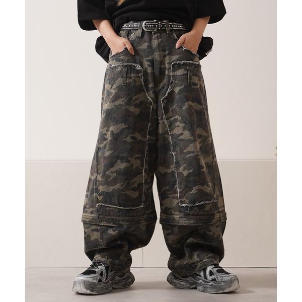 『タイムセール実施中』ZOZO問い合わせ番号:97800639ショップ:BIG CITY MARKET，ビッグシティマーケットブランド:1111clothing，ワンフォークロージング商品名:2WAY ダブルニー ワイドカーブパンツ / 2...