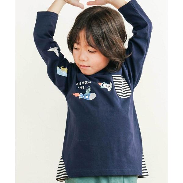 『タイムセール実施中』ZOZO問い合わせ番号:97832090ショップ:BEBE ONLINE STORE，ベベ オンラインストアブランド:SLAP SLIP，スラップスリップ商品名:はたらくくるま恐竜ロケットプリントポケット付き長袖Tシャ...