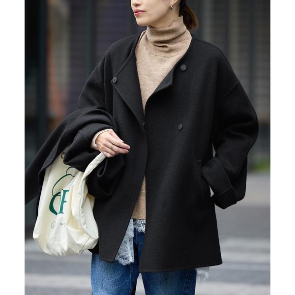 『セール実施中』ZOZO問い合わせ番号:97833632ショップ:IENA，イエナブランド:SLOBE IENA，スローブイエナ商品名:《ストール付き》SUPER140 ダブルフェイスノーカラーコート・ストールカテゴリ:ジャケット/アウター...