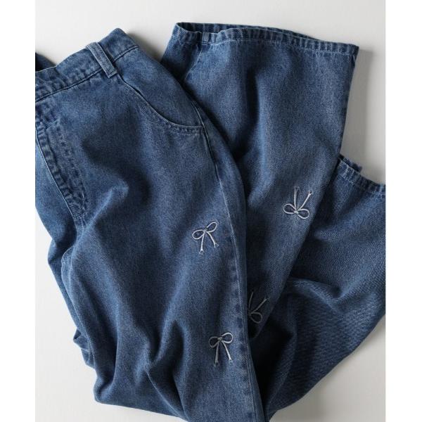 『タイムセール実施中』ZOZO問い合わせ番号:97864514ショップ:Right-on，ライトオンブランド:Right-on，ライトオン商品名:【VIVIAN BLUE】サイドリボン刺繍ワイドパンツカテゴリ:パンツ>デニムパンツブラ...