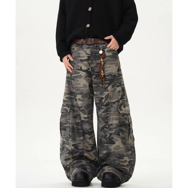 ZOZO問い合わせ番号:97865805ショップ:A'GEM/9 × .kom，エージェムナインブランド:ARULE，アルール商品名:A'GEM/9 × .kom 『ARULE/アルール』 ワイドカーゴカモパンツカテゴリ:パンツ>その...