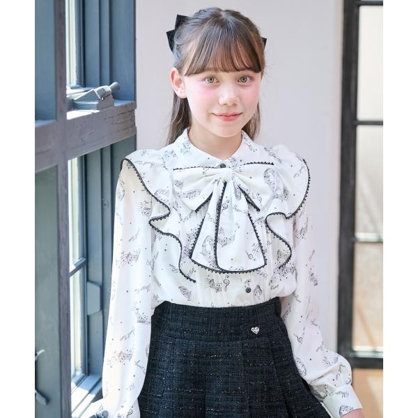 『セール実施中』ZOZO問い合わせ番号:97897469ショップ:NARUMIYA ONLINE，ナルミヤ オンラインブランド:mezzo piano Junior，メゾピアノジュニア商品名:ボウタイつき音符柄フリルブラウス♪カテゴリ:トッ...