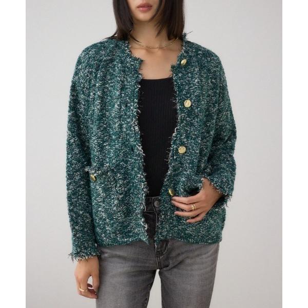 『セール実施中』ZOZO問い合わせ番号:97897969ショップ:AZUL BY MOUSSY，アズールバイマウジーブランド:AZUL BY MOUSSY，アズールバイマウジー商品名:ツイードライクニットカーディガンカテゴリ:トップス&gt...