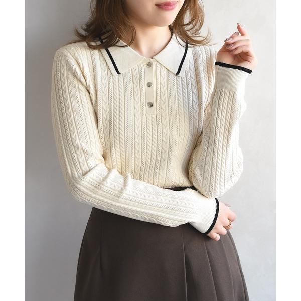 『タイムセール実施中』ZOZO問い合わせ番号:97900387ショップ:31 Sons de mode，トランテアン　ソン　ドゥ　モードブランド:31 Sons de mode，トランテアン　ソン　ドゥ　モード商品名:ケーブルポロニットカテ...